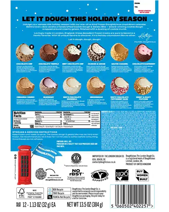 12 DAY COUNTDOWN CALENDAR COOKIE DOUGH AND GELATO BITES - Doughlicious